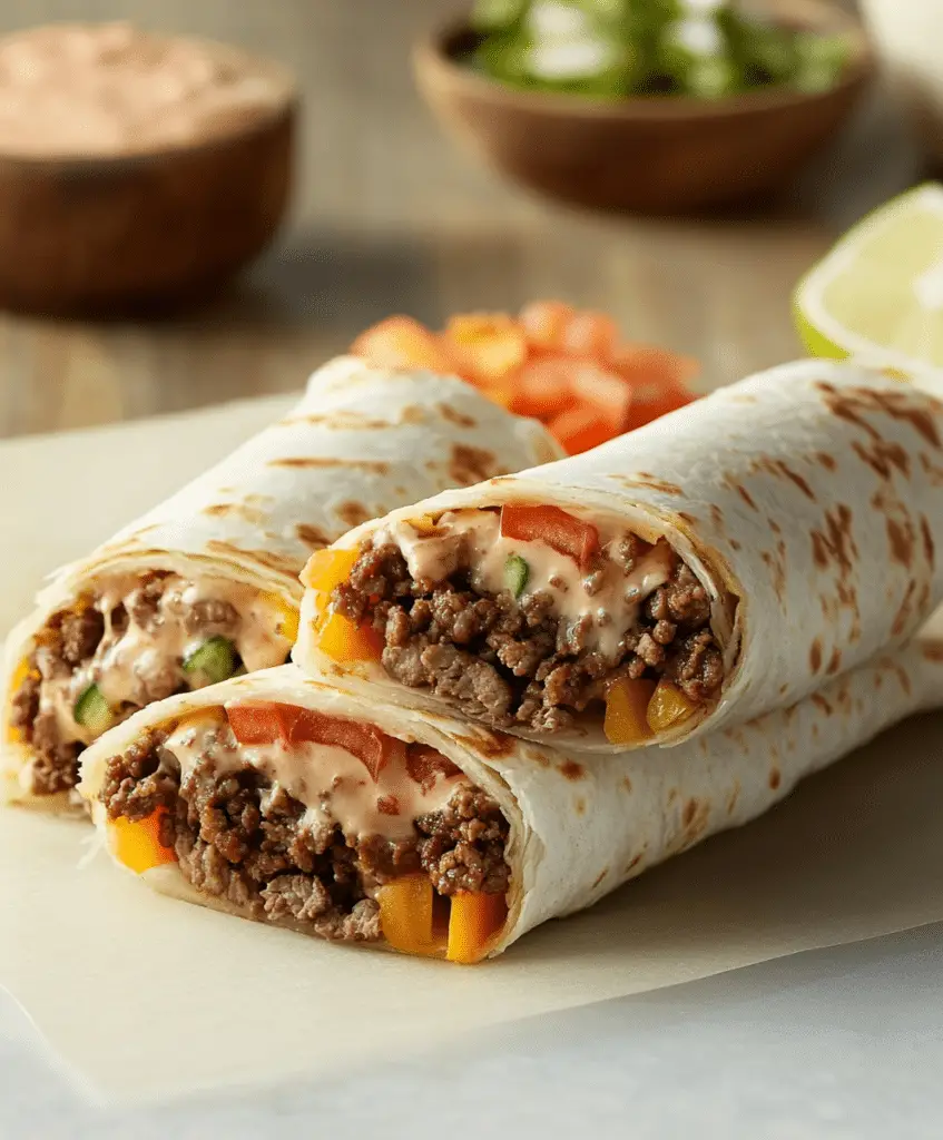 Cheesy Beef Fiesta Wraps Recipe - novayum.com