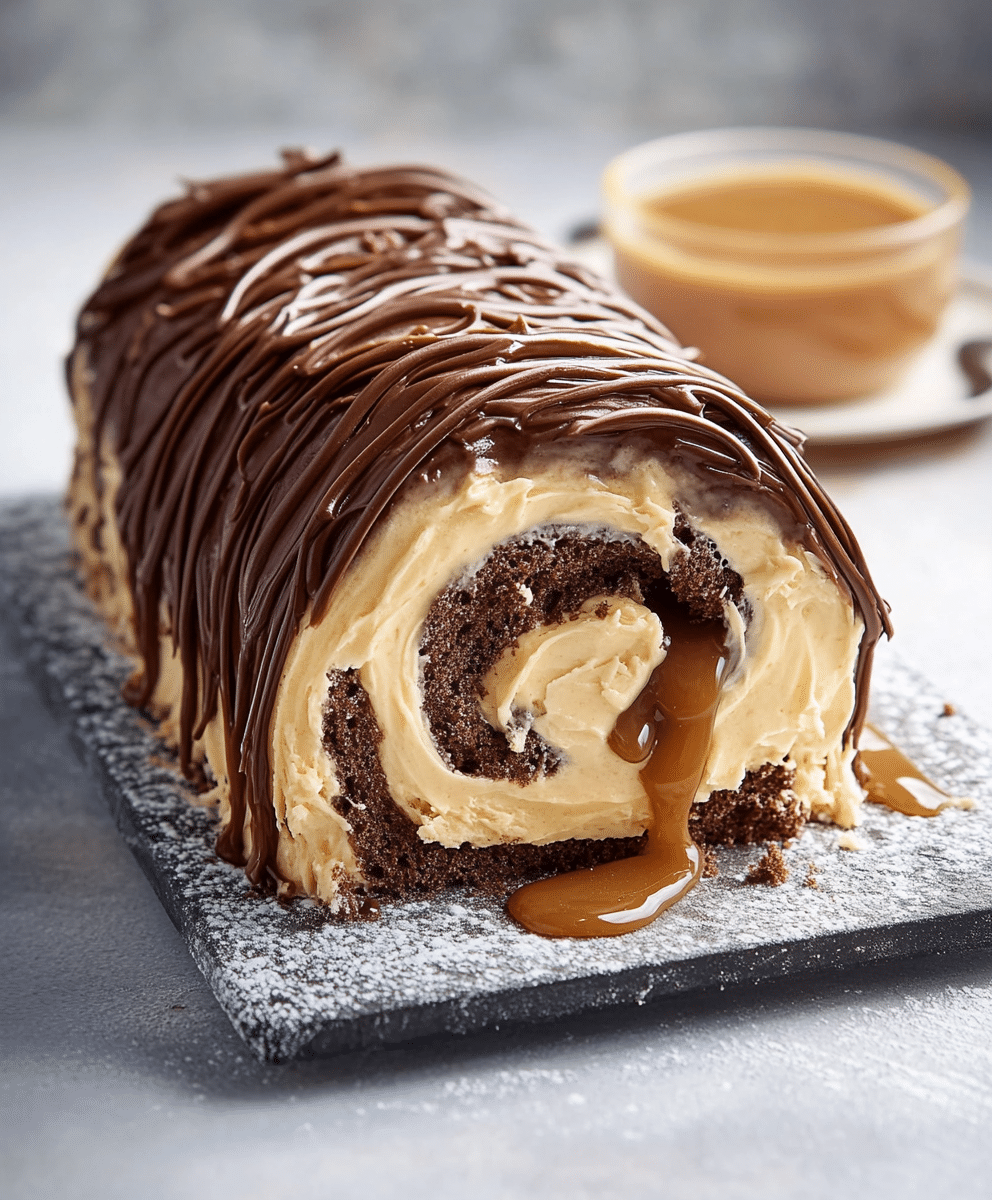 Chocolate Caramel Cream Roll Recipe - novayum.com