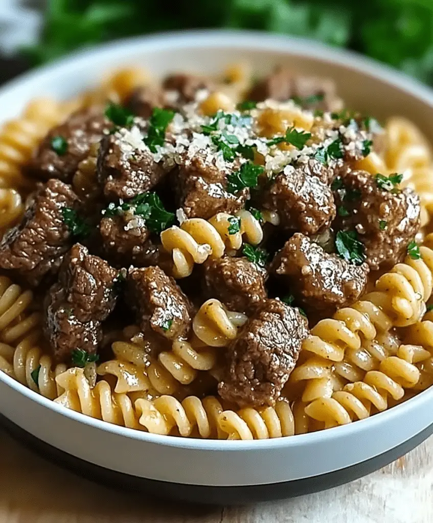 Beef And Rotini In Garlic Parmesan Sauce Recipe - novayum.com